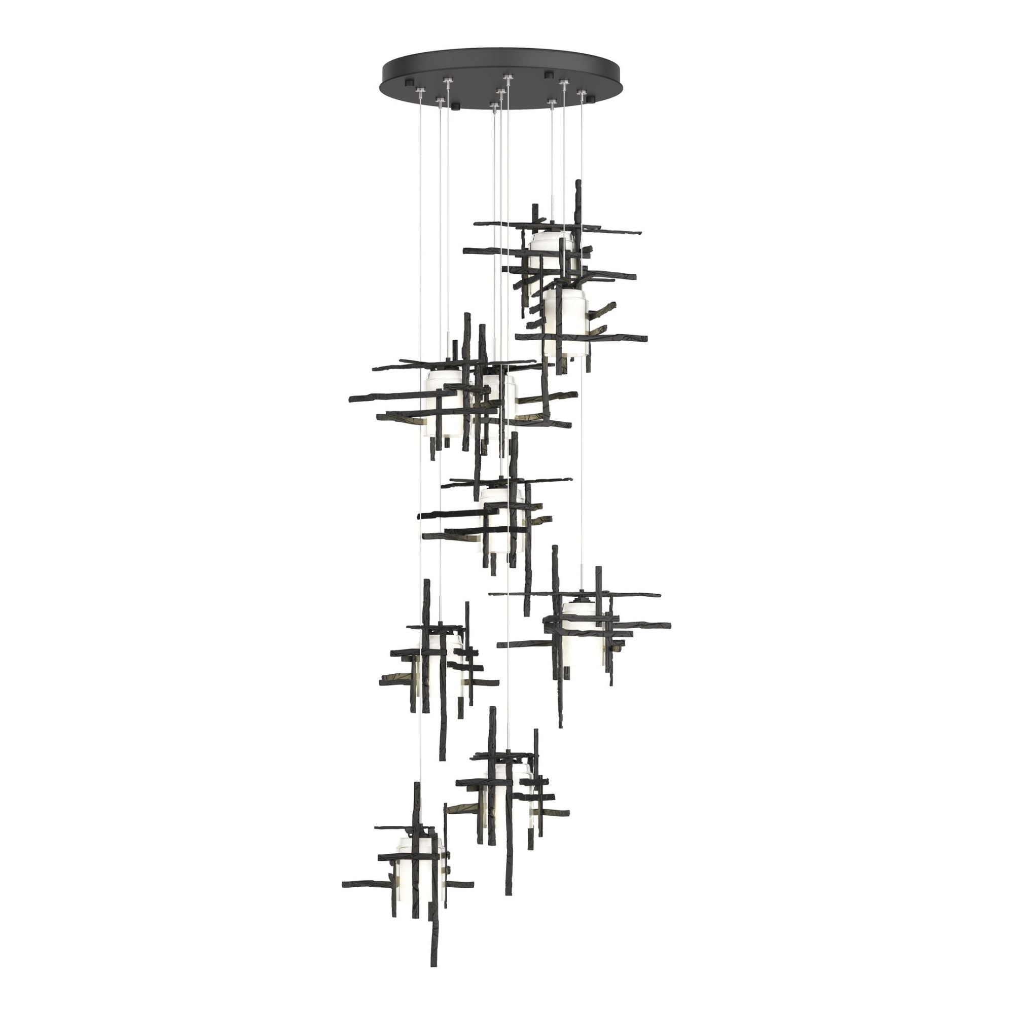 Tura 9-Light Frosted Glass Pendant 9-Light Cast Glass (YC) in Black