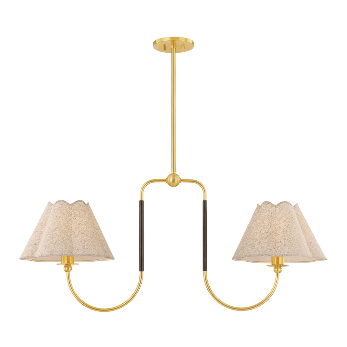 Janie 2 Light Linear In Aged Brass True Bronze By Mandy Cheng 42 25l X