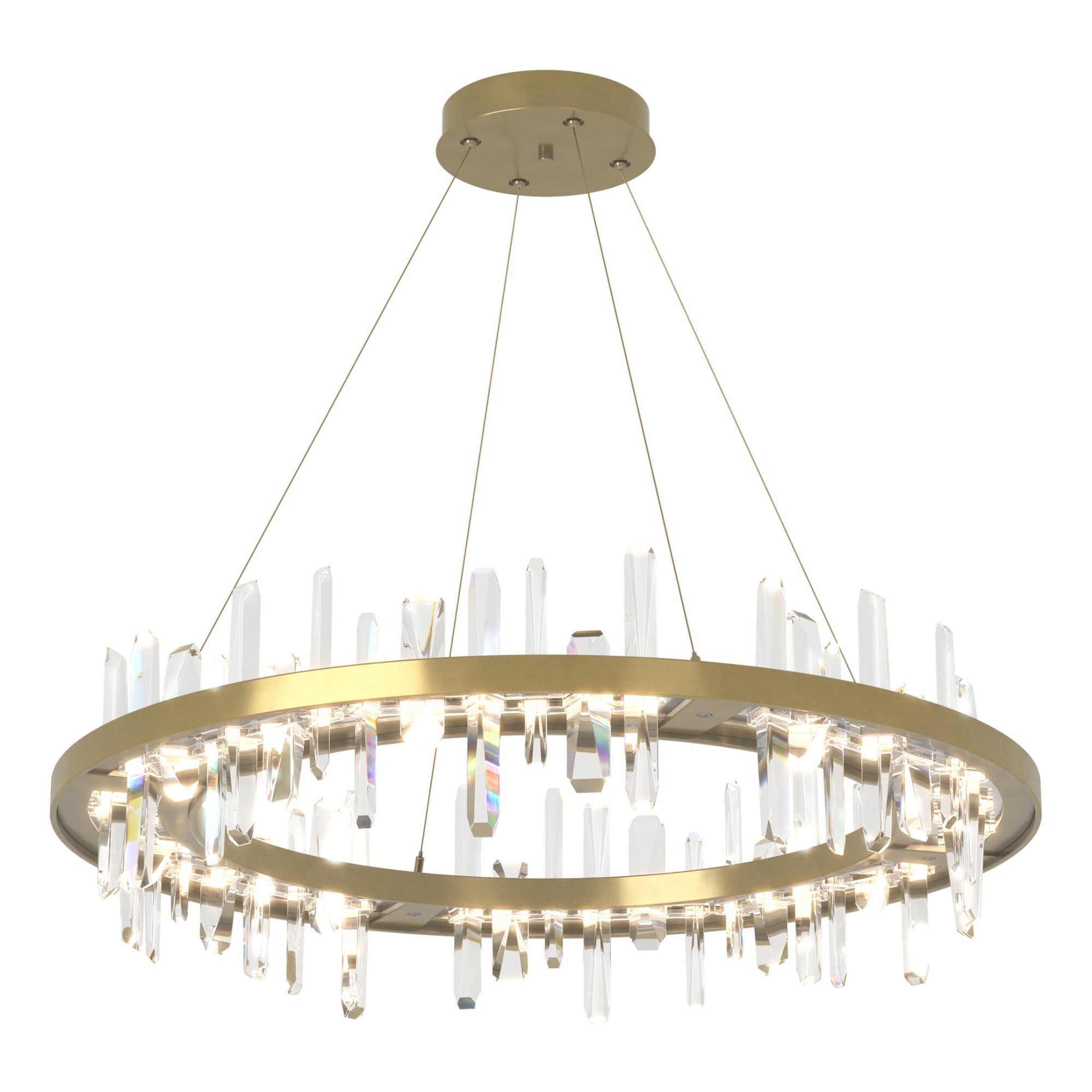 Solitude Circular LED Pendant Crystal LED in Modern Brass
