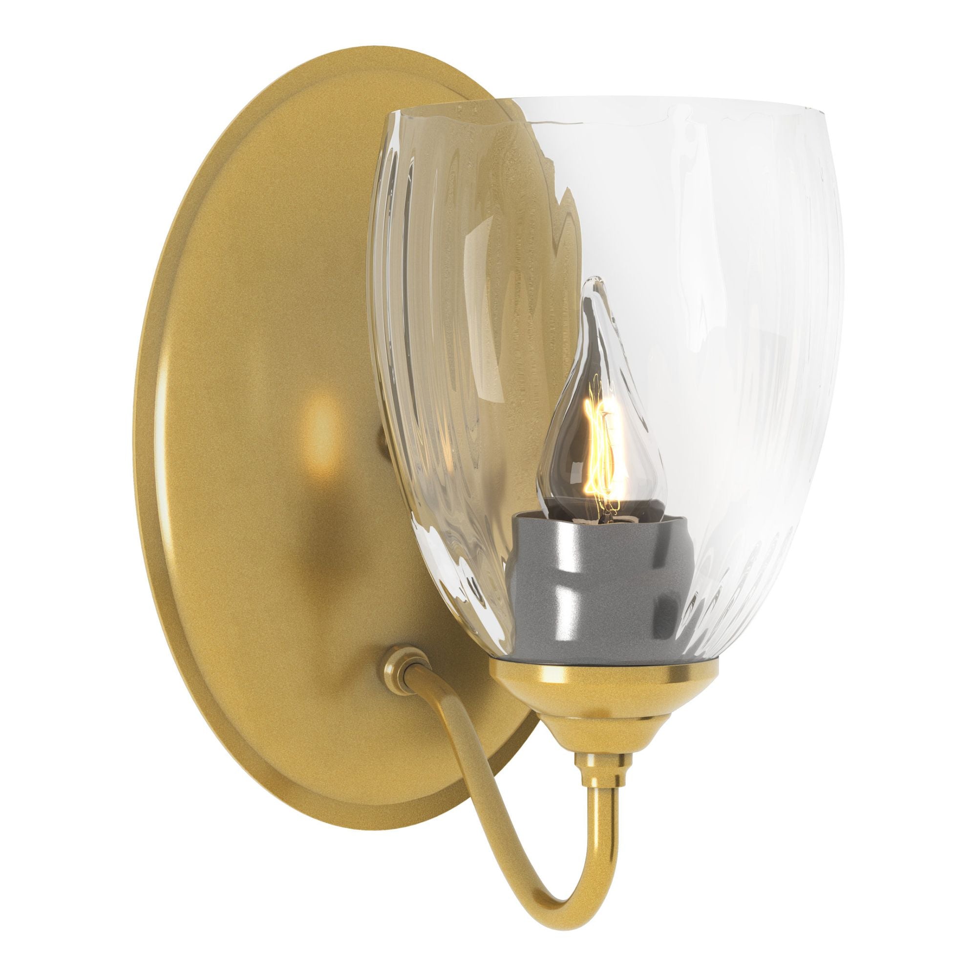 Simple Lines Sconce 1-Light Water Glass (LL) in Modern Brass