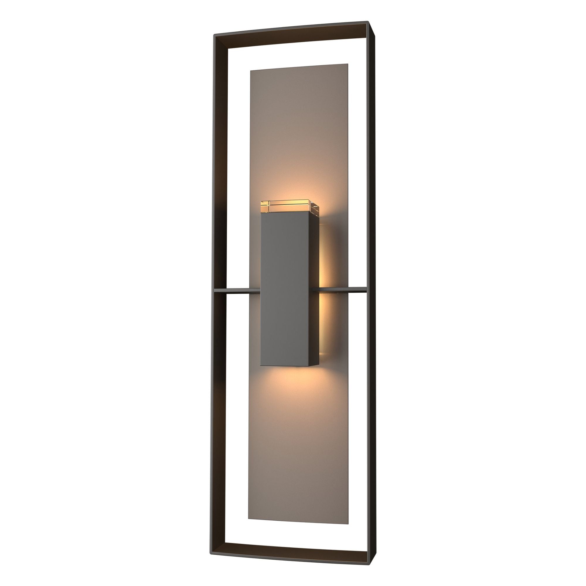 Shadow Box Tall Outdoor Sconce 2-Light Coastal Dark Smoke Accent Clear
