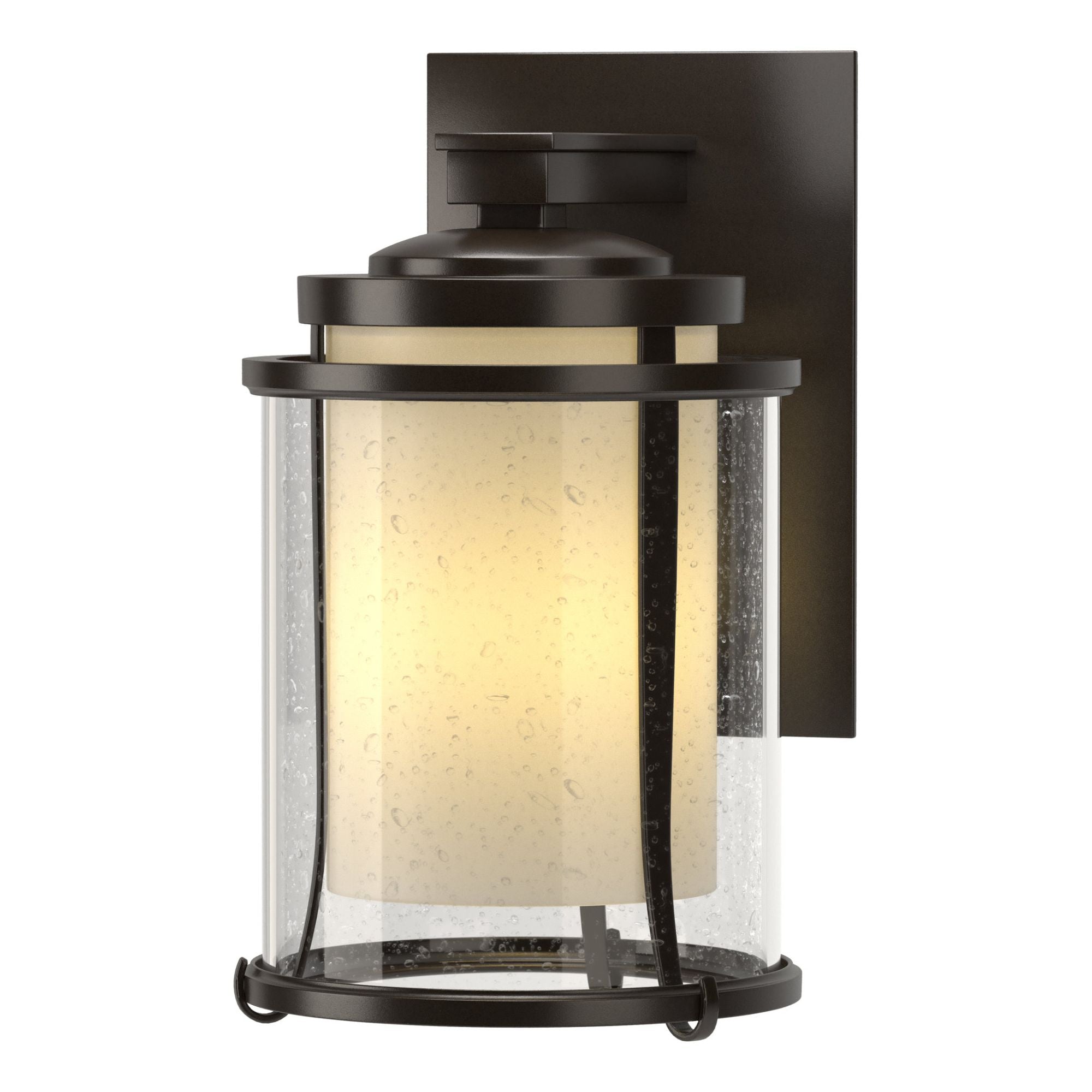 Meridian Small Outdoor Sconce 1-Light Seeded Glass with Opal Diffuser