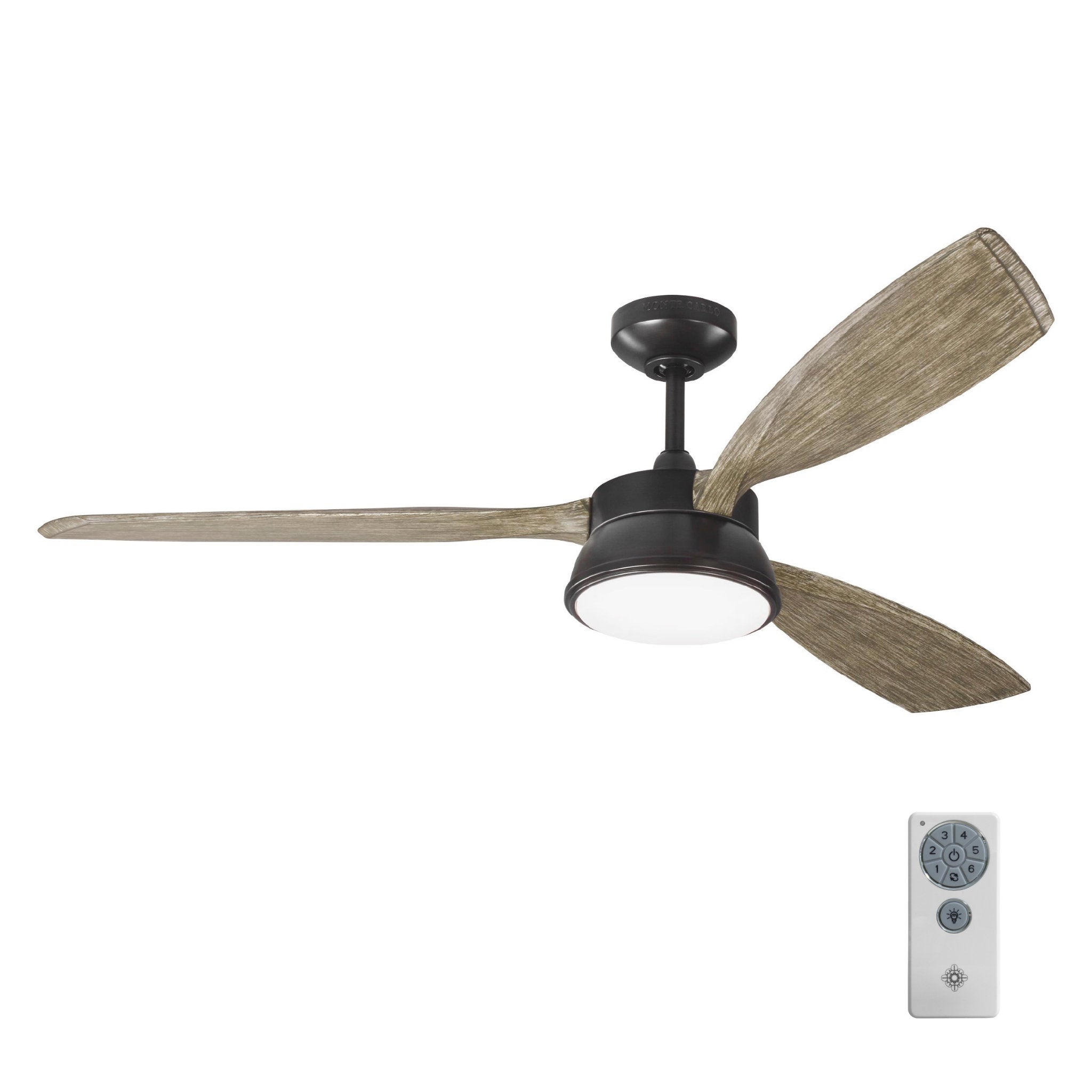 Destin 57" LED Ceiling Fan in Aged Pewter w/ Light Grey Weathered Oak