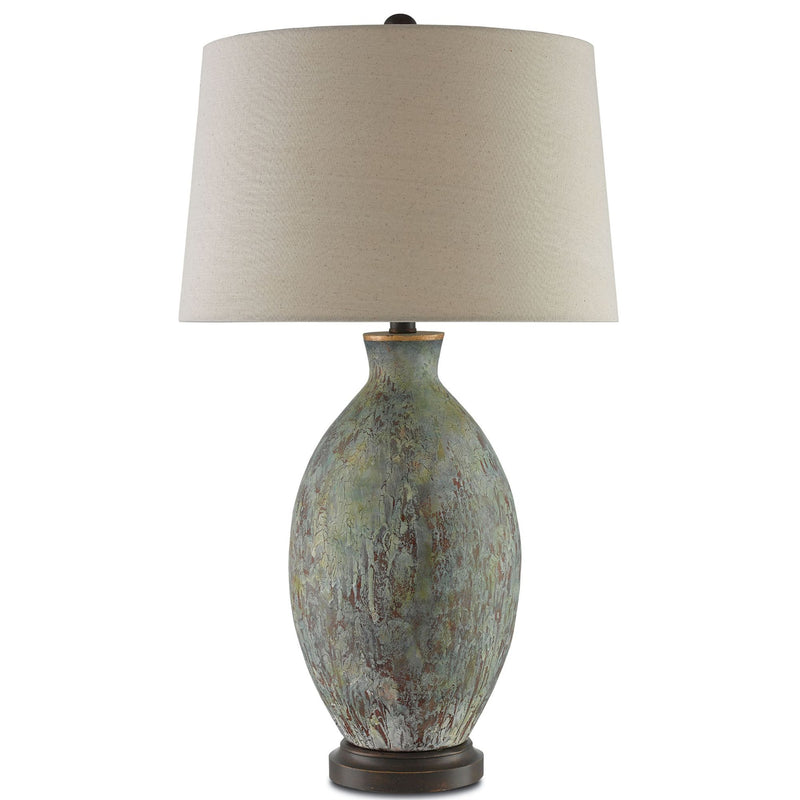Remi Table Lamp - Green/Dark Red/Bronze Gold