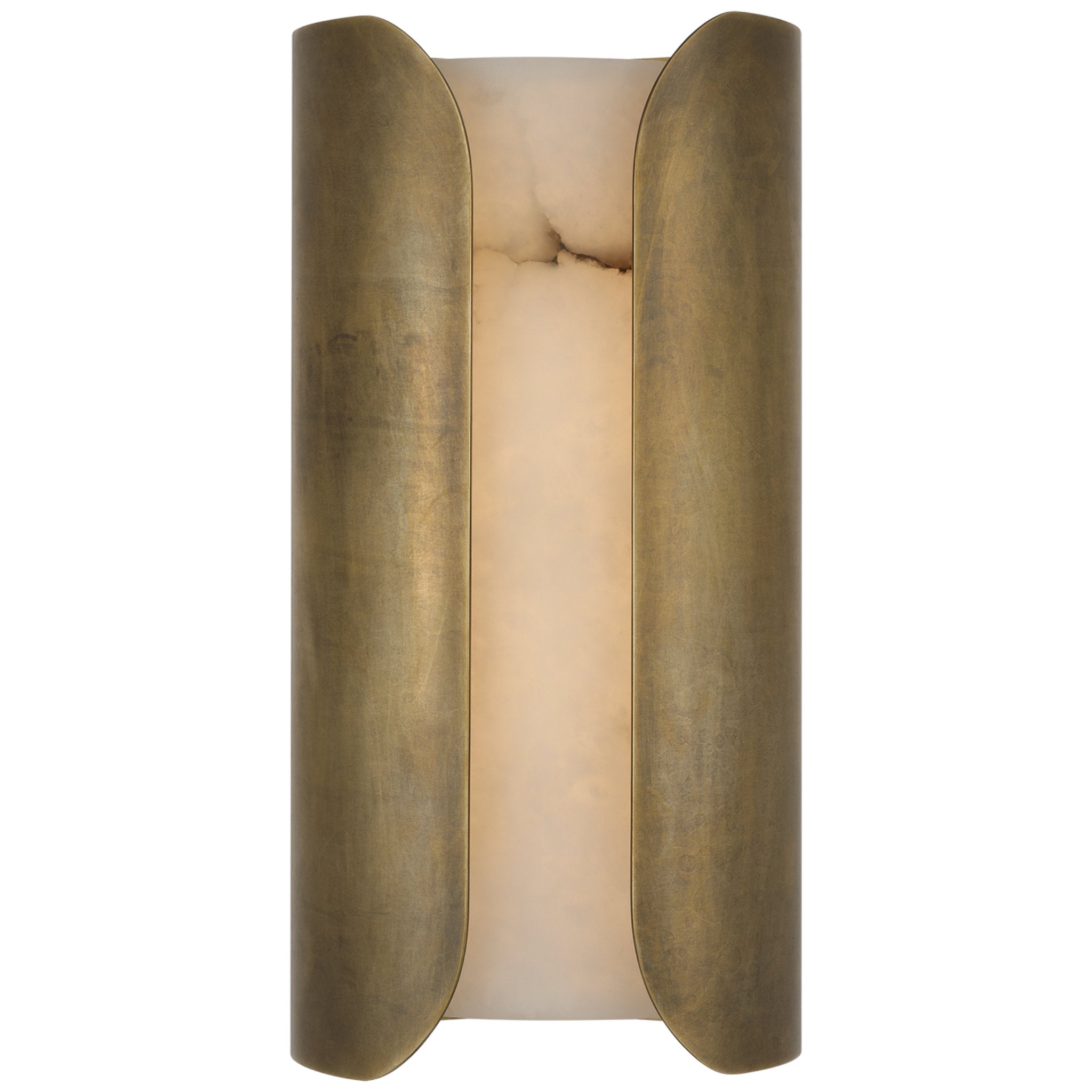 Anne-Marie Barton Armise 14" Sconce in Mottled Brass with Alabaster Wa