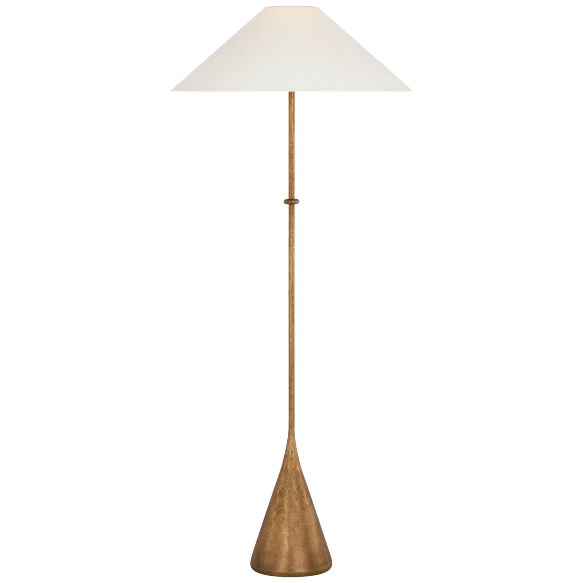 Kelly Wearstler Zealous 62" Floor Lamp in Museum Brass with Linen Shad