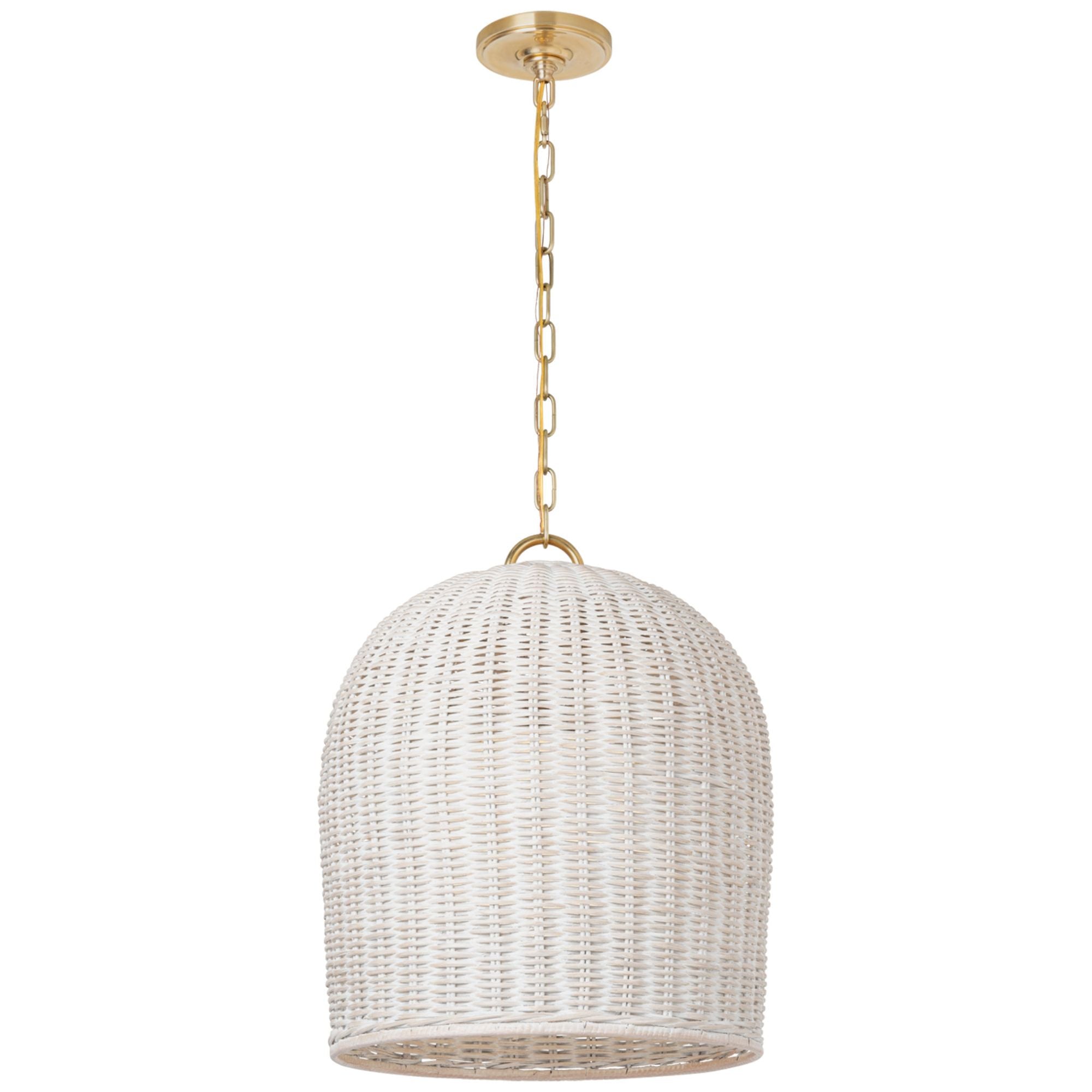 Marie Flanigan Nancy 18" Woven Hanging Shade in Soft Brass with White