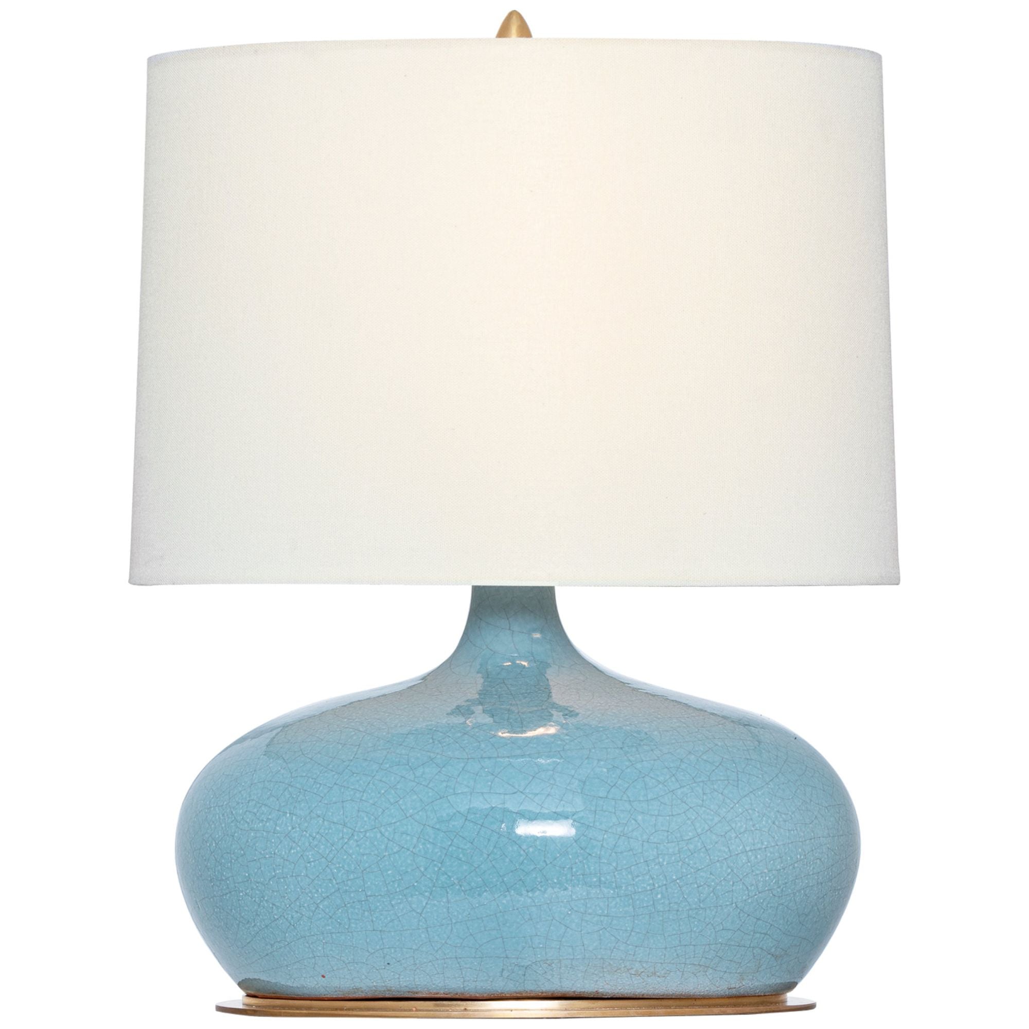 Thomas O'Brien Olinda 17" Low Table Lamp in Crackled Robin with Linen