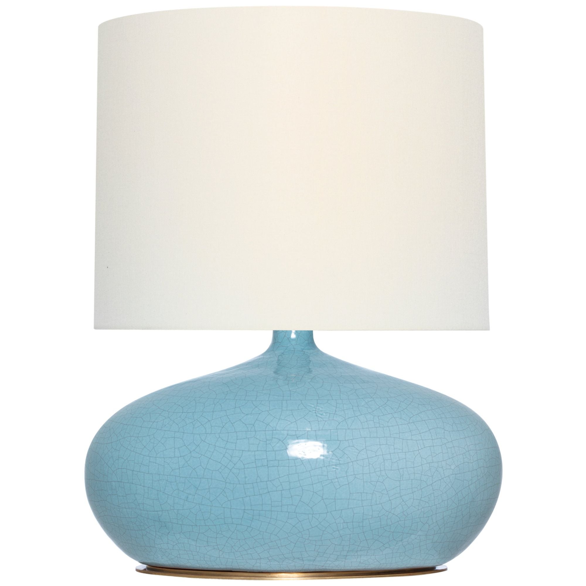 Thomas O'Brien Olinda 24" Low Table Lamp in Crackled Robin with Linen