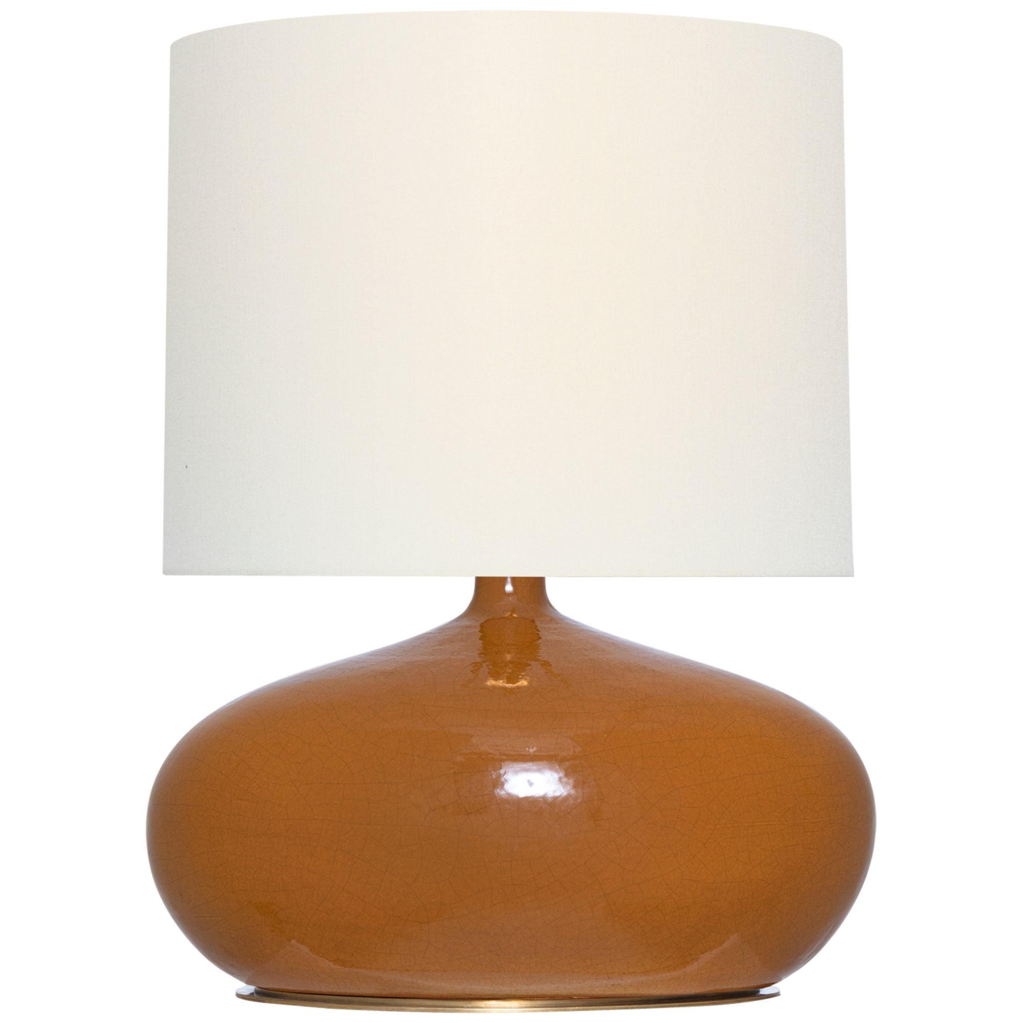 Thomas O'Brien Olinda 24" Low Table Lamp in Crackled Sienna with Linen