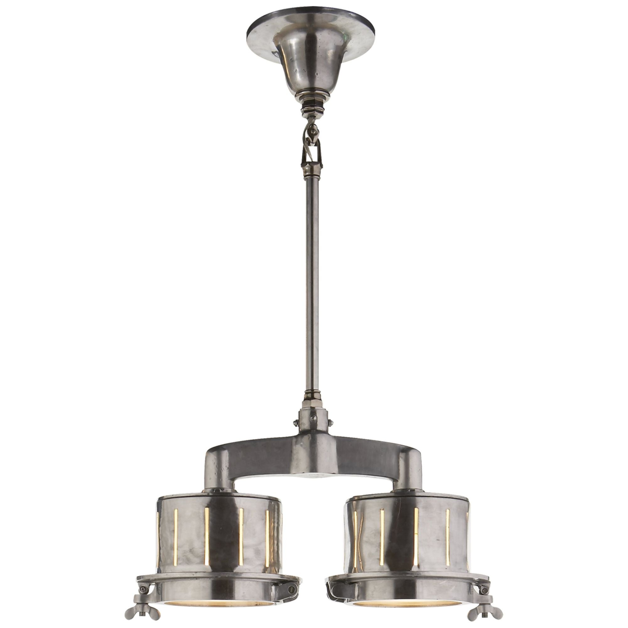 Thomas O'Brien Knockout Double Bar Light in Polished Aluminum Ceiling