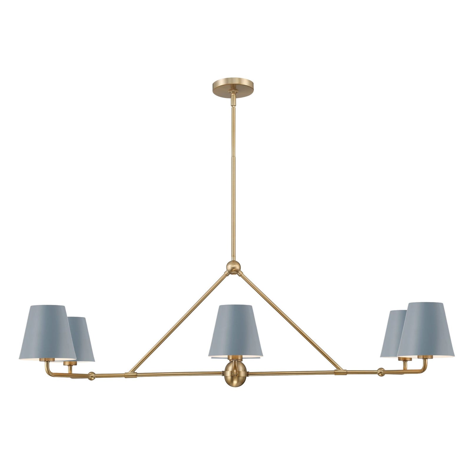 Xavier 46'' Vibrant Gold + Blue Linear Chandelier Blue 46"W x 14.75"H