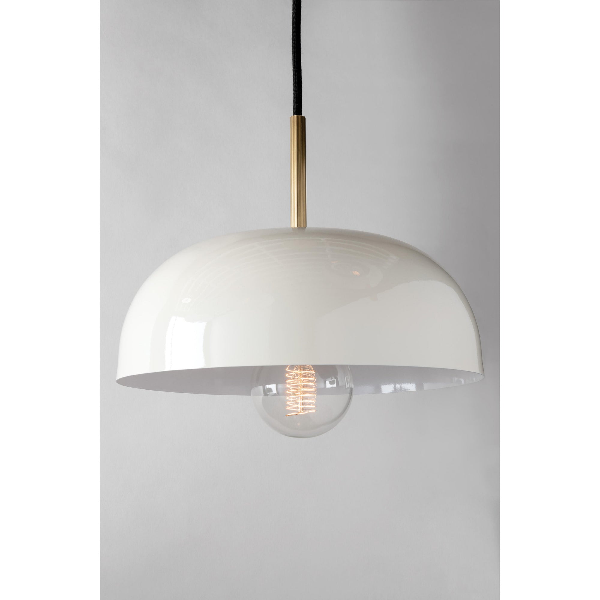 Avery 1-Light Pendant in Aged Brass/Cream 14L x 14W x 13.75H