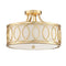 Libby Langdon Graham 3 Light Antique Gold Semi Flush Mount Silk Shade