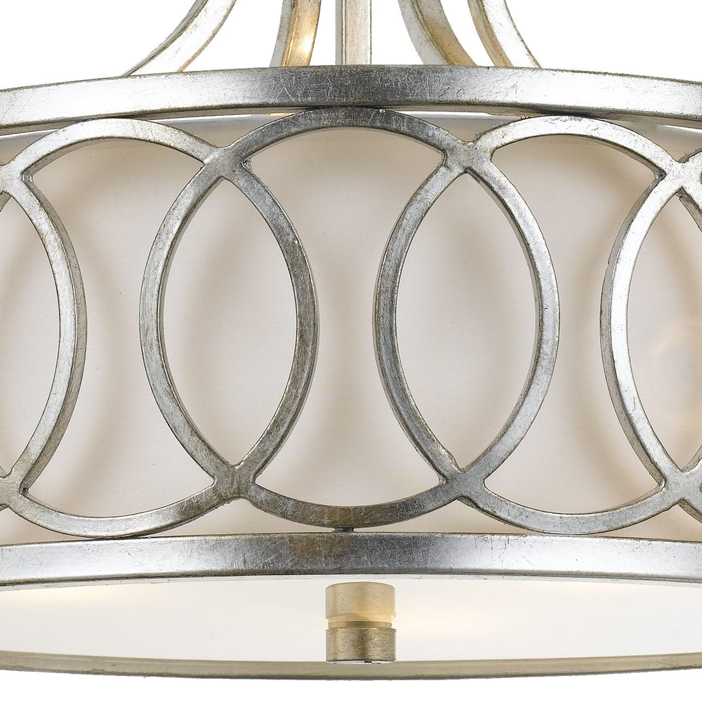 Libby Langdon Graham 3 Light Antique Silver Semi Flush Mount Silk Shad