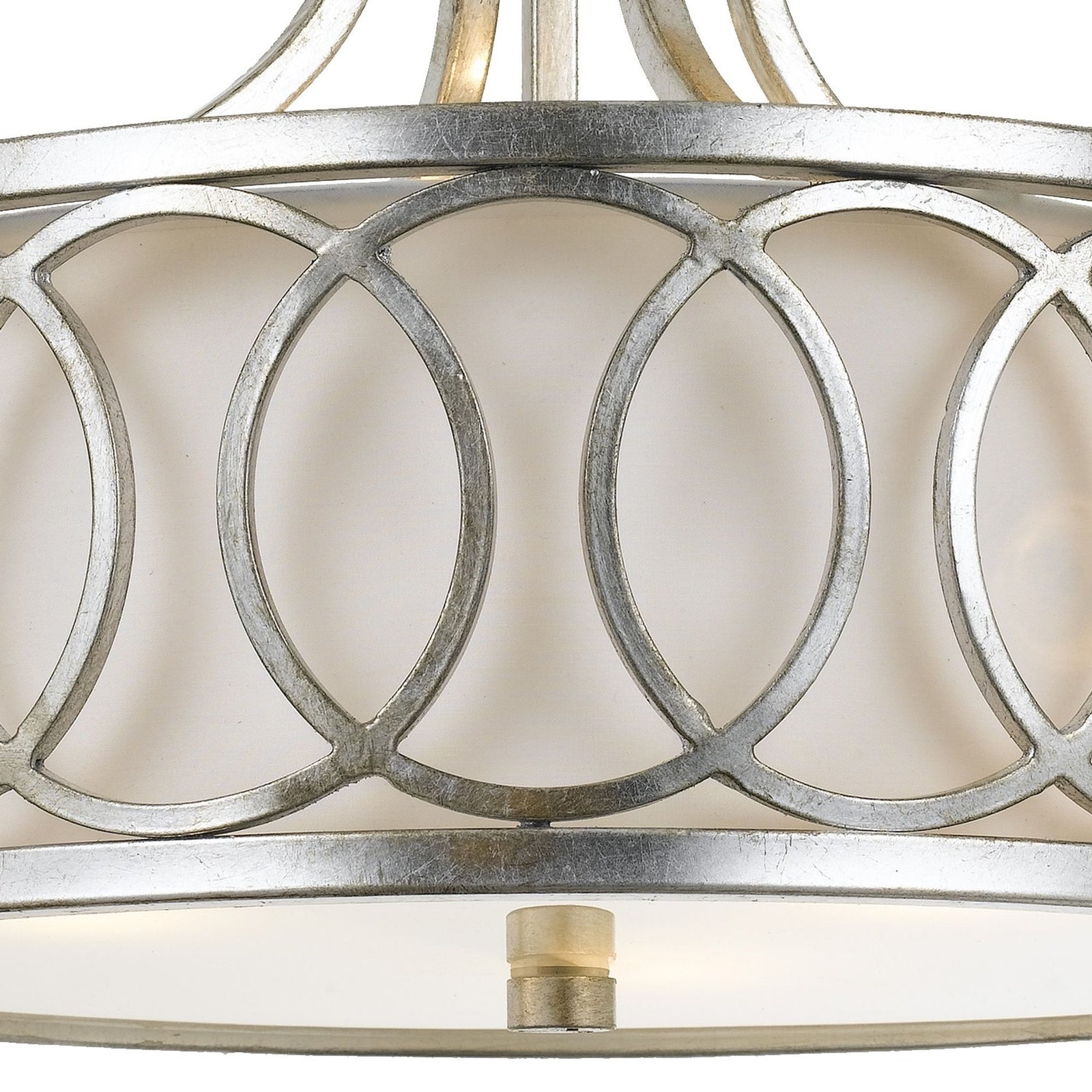 Libby Langdon Graham 3 Light Antique Silver Semi Flush Mount Silk Shad