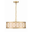 Libby Langdon Graham 6 Light Antique Gold Chandelier Silk Shade 18"W x