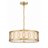 Libby Langdon Graham 6 Light Antique Gold Chandelier Silk Shade 18"W x