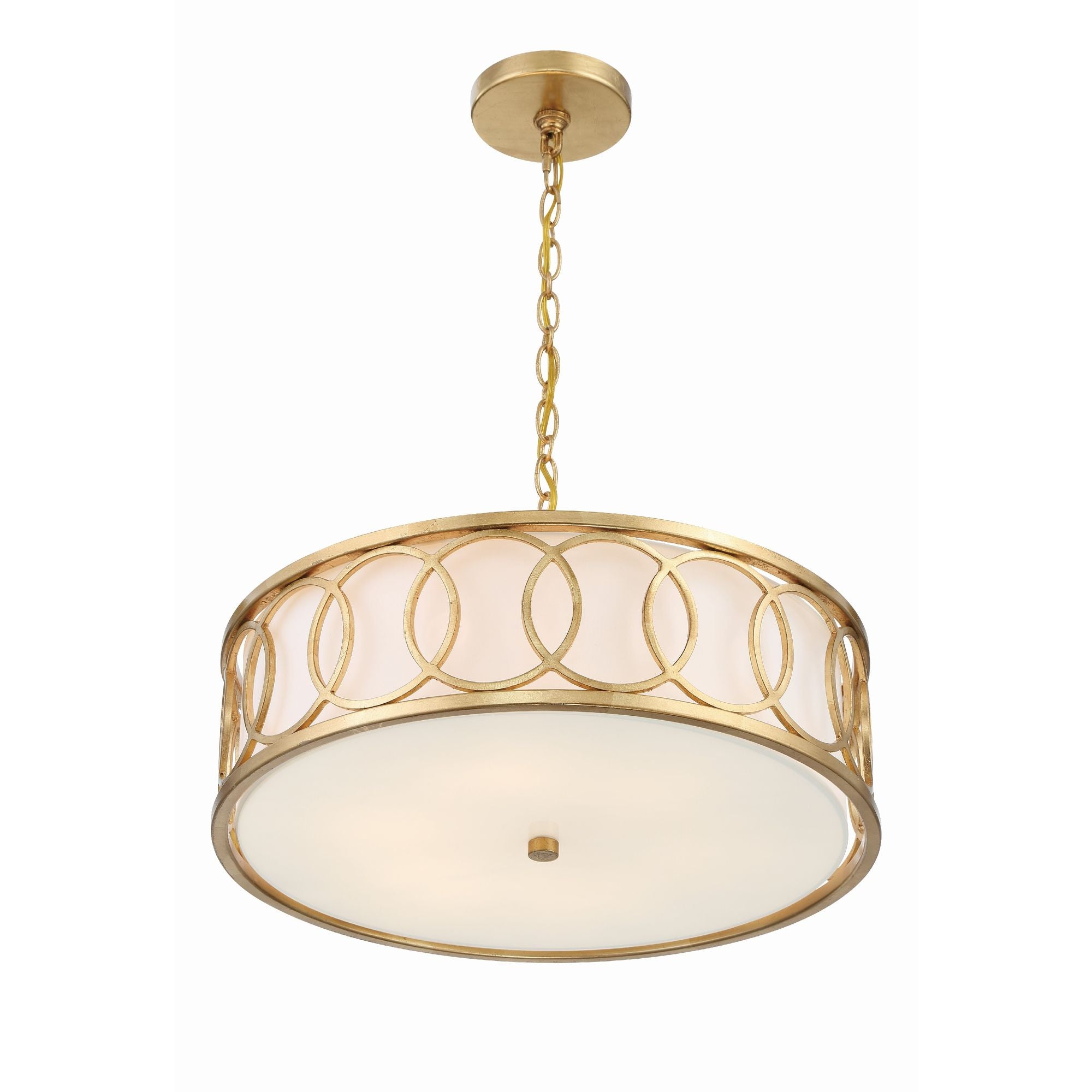 Libby Langdon Graham 6 Light Antique Gold Chandelier Silk Shade 18"W x