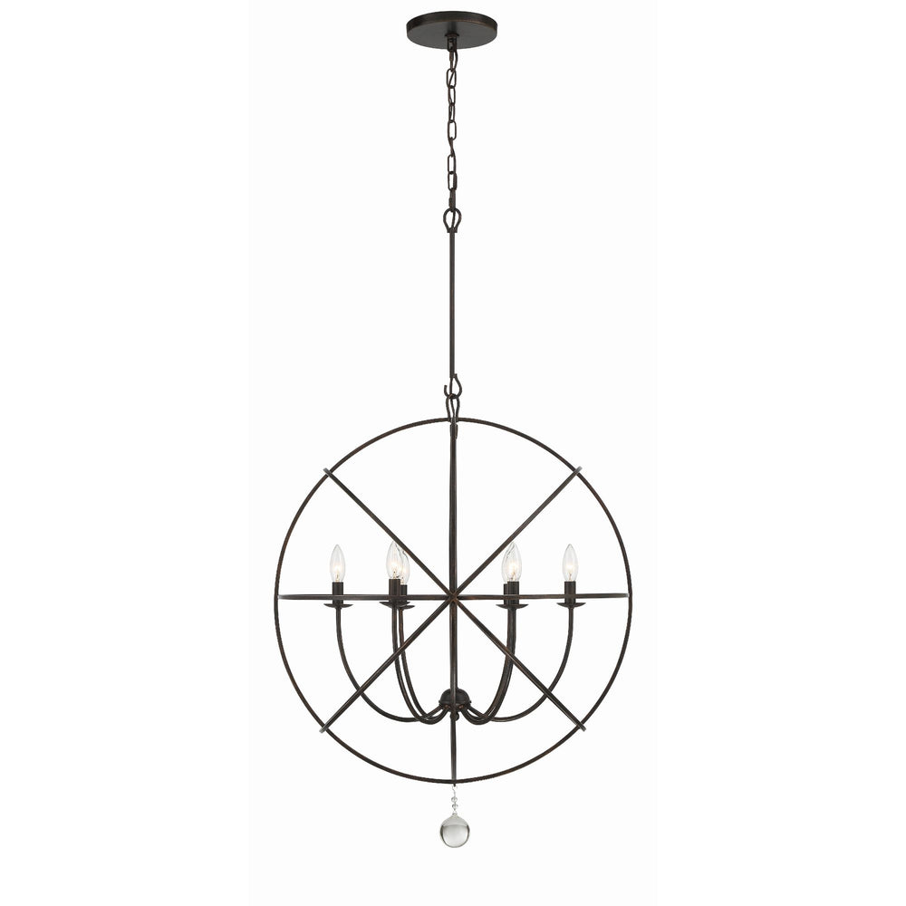 Solaris 6 Light English Bronze Sphere Chandelier Clear Glass Drops 28.
