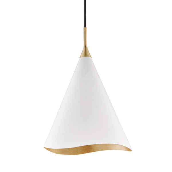 Martini 1-Light Pendant in Gold Leaf/Soft Off White Combo 13L x 13W x