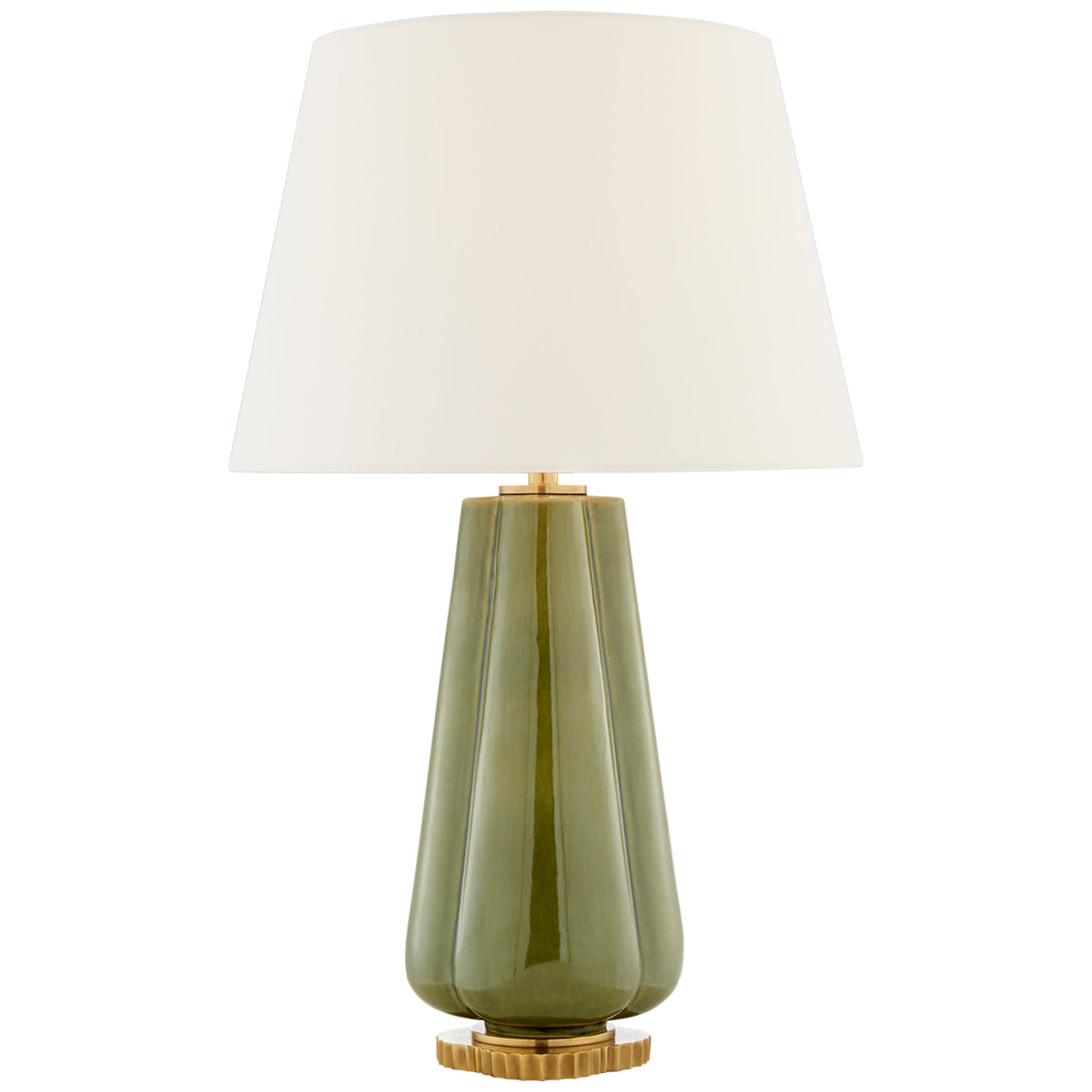 Alexa Hampton Penelope Table Lamp in Green with Linen Shade W18" x H30