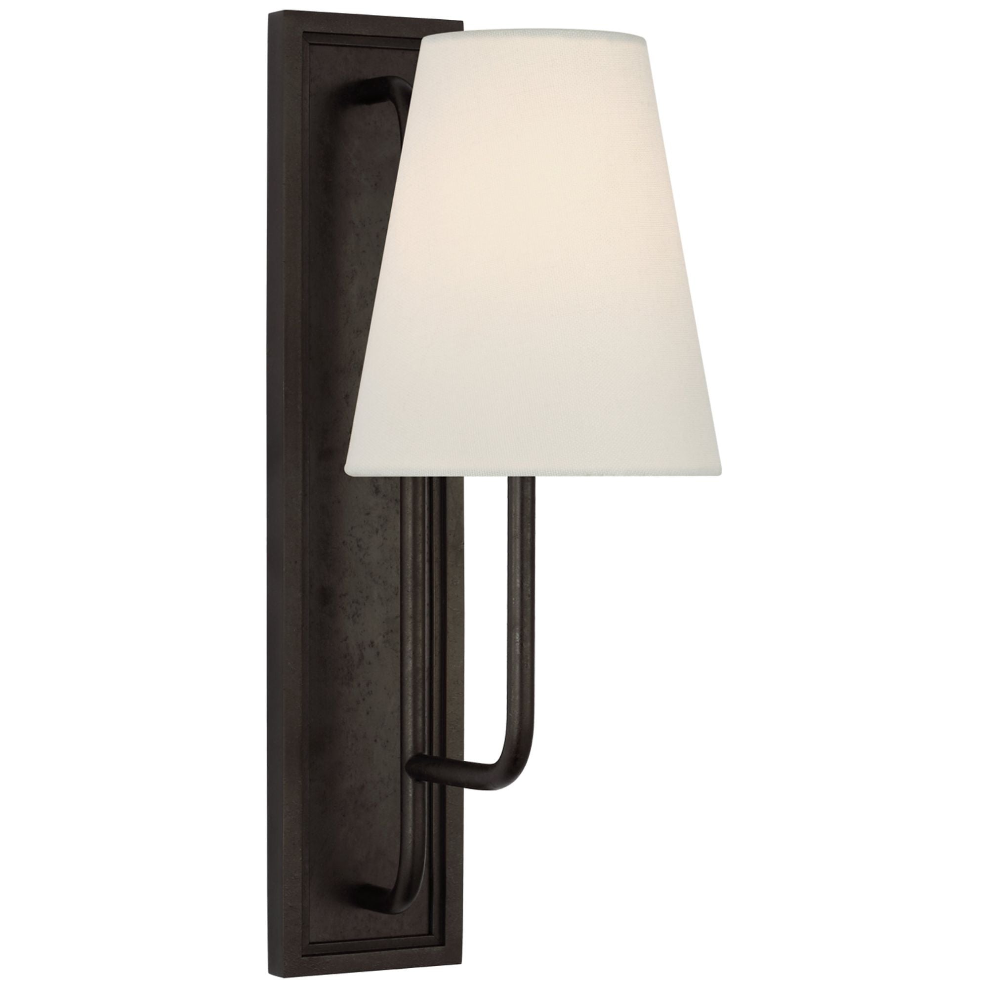 Amber Lewis Rui Sconce in Aged Iron with Linen Shade Wall Light W5" x