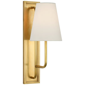 Amber Lewis Rui Sconce in Hand-Rubbed Antique Brass with Linen Shade W