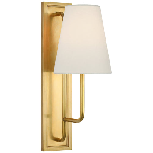 Amber Lewis Rui Sconce in Hand-Rubbed Antique Brass with Linen Shade W