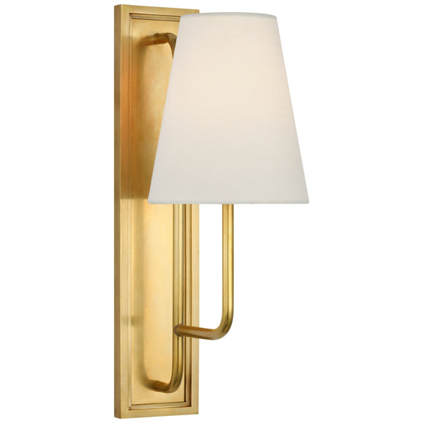 Amber Lewis Rui Sconce in Hand-Rubbed Antique Brass with Linen Shade W