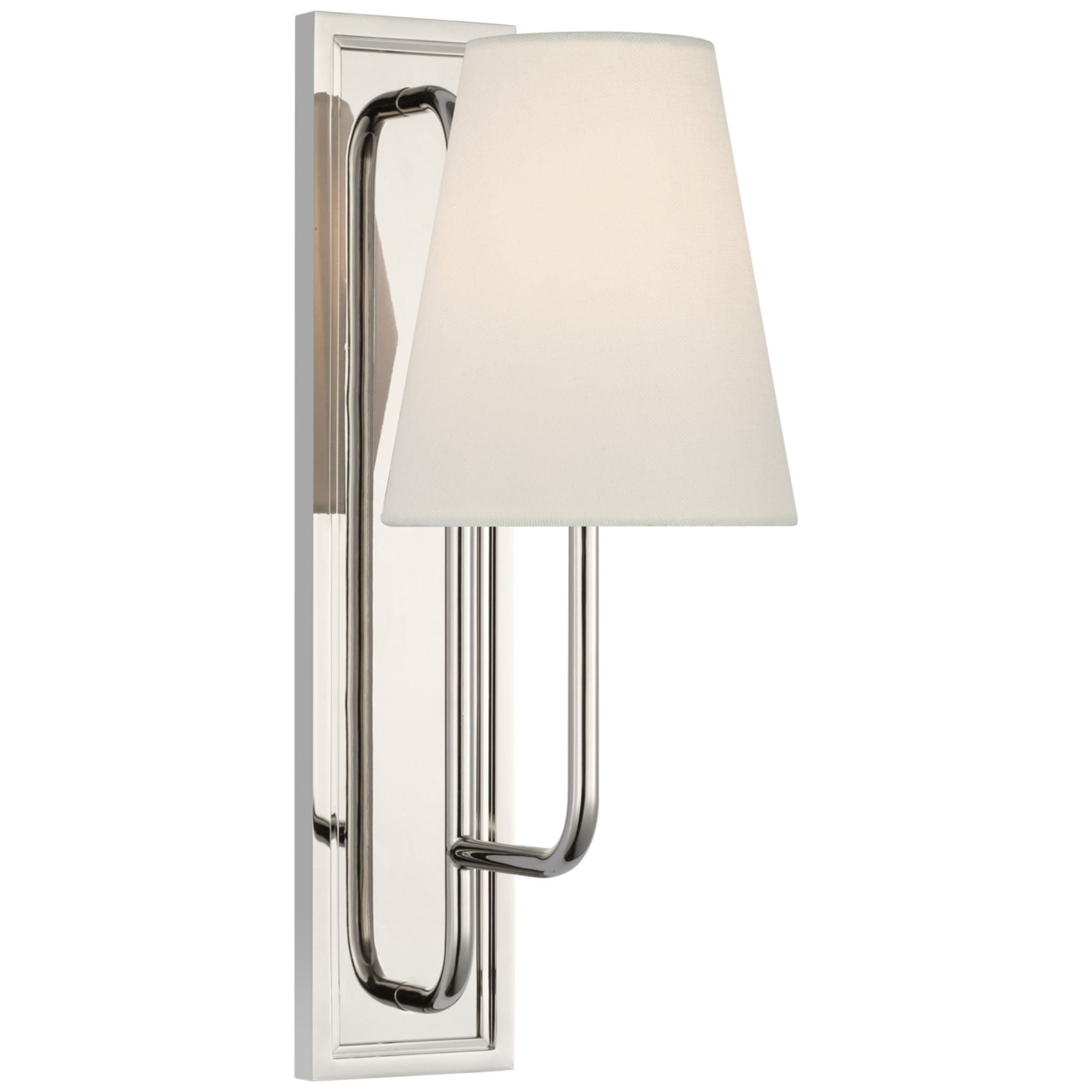 Amber Lewis Rui Sconce in Polished Nickel with Linen Shade Wall Light
