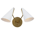 AERIN Clemente Double Sconce in Hand-Rubbed Antique Brass with Matte W