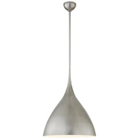 AERIN Agnes Medium Pendant in Burnished Silver Leaf with White Interio