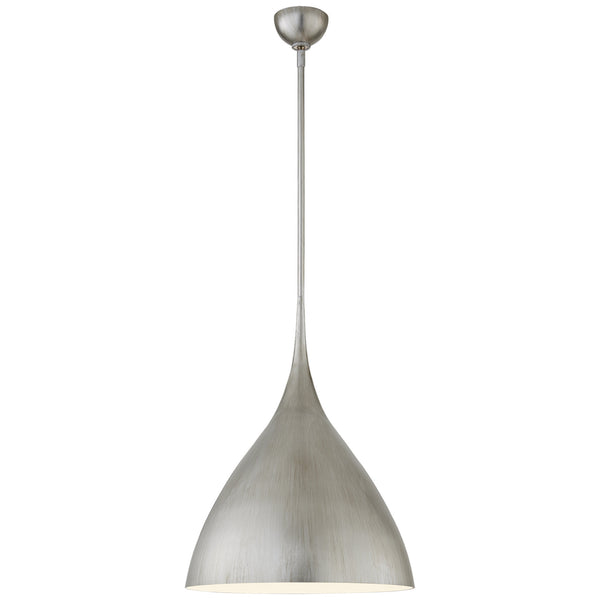 AERIN Agnes Medium Pendant in Burnished Silver Leaf with White Interio ...
