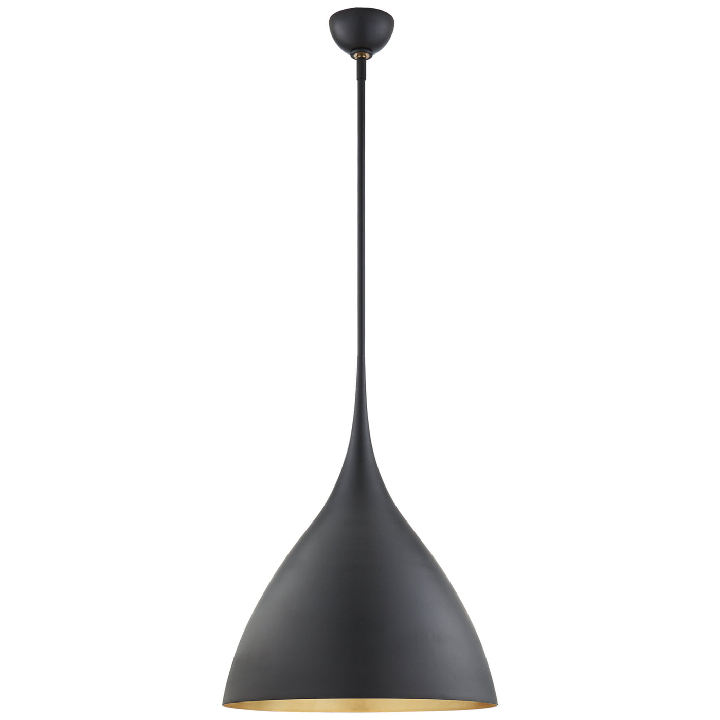 AERIN Agnes Medium Pendant in Matte Black with Gild Interior Ceiling L