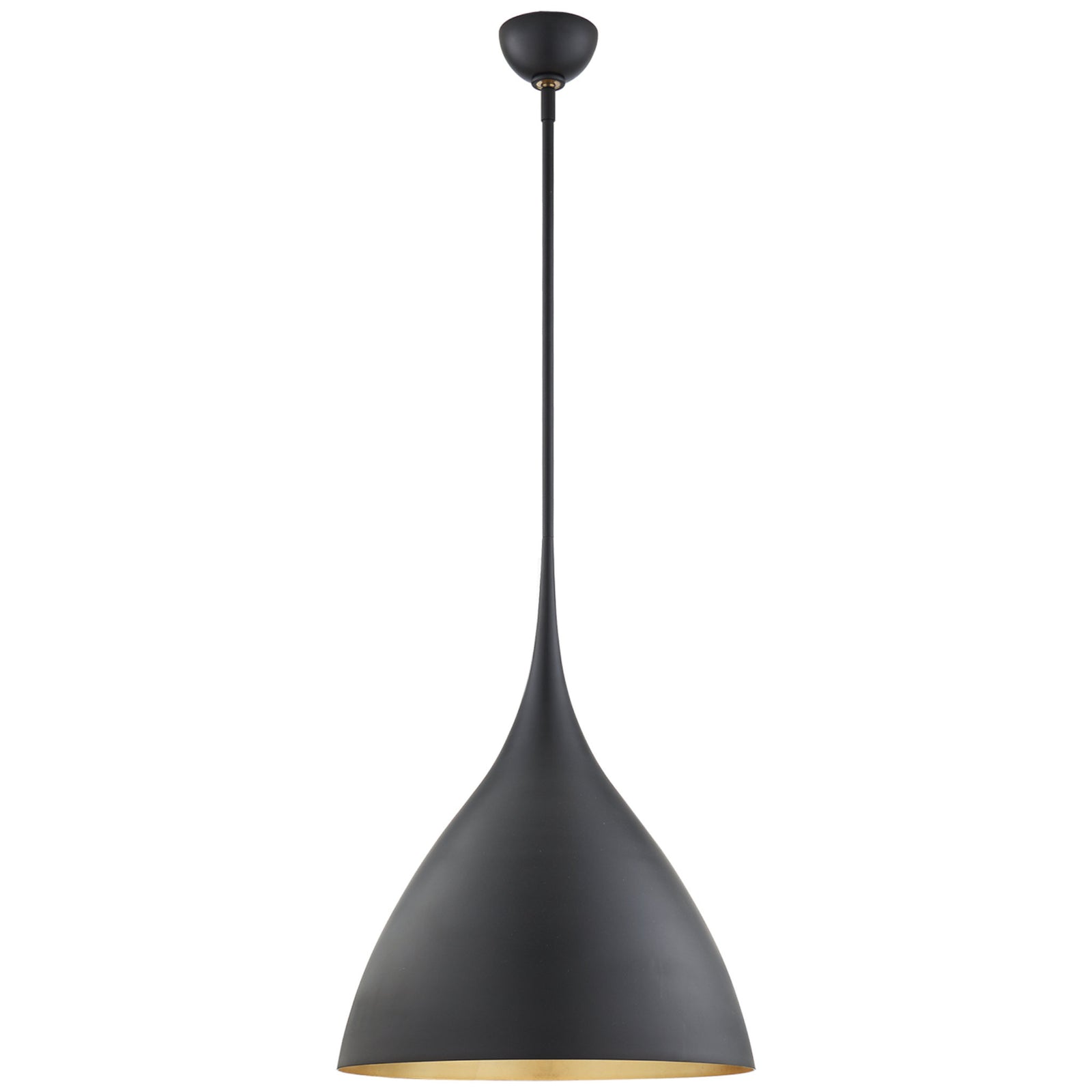 AERIN Agnes Medium Pendant in Matte Black with Gild Interior Ceiling L