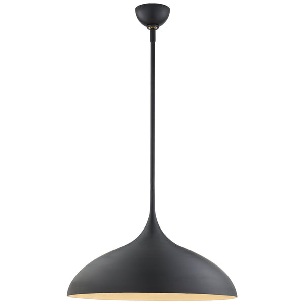 AERIN Agnes Large Pendant in Matte Black with Gild Interior Ceiling Li