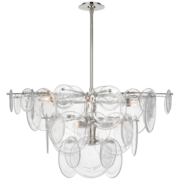 AERIN Loire Large Chandelier in Polished Nickel with Clear Strie Glass ...
