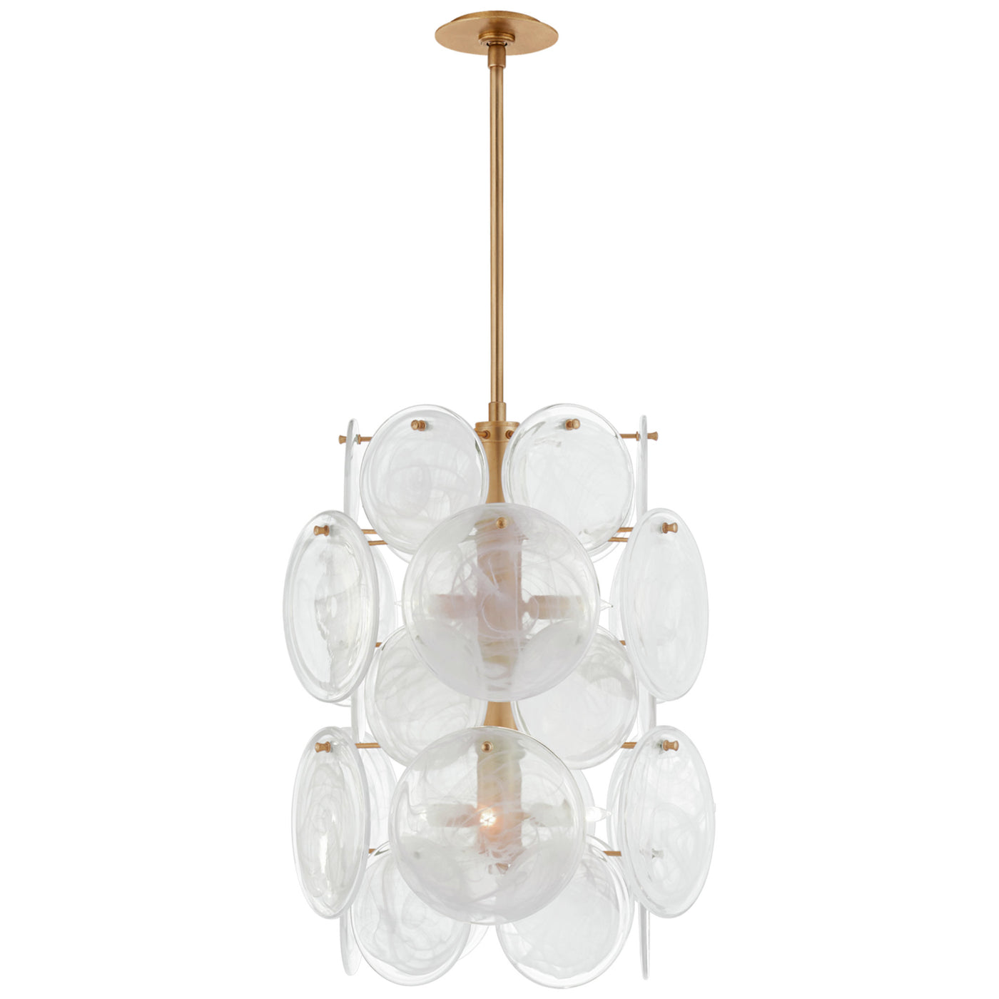 AERIN Loire Medium Barrel Chandelier in Gild with White Strie Glass