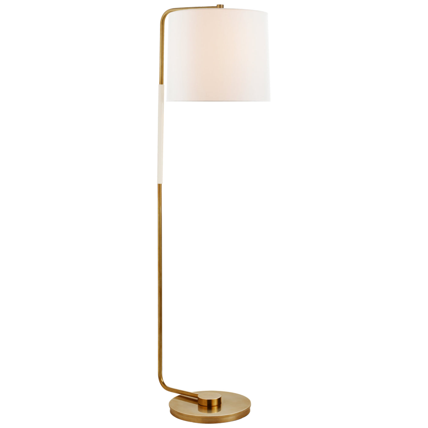 Barbara Barry Swing Articulating Floor Lamp in Soft Brass with Linen S