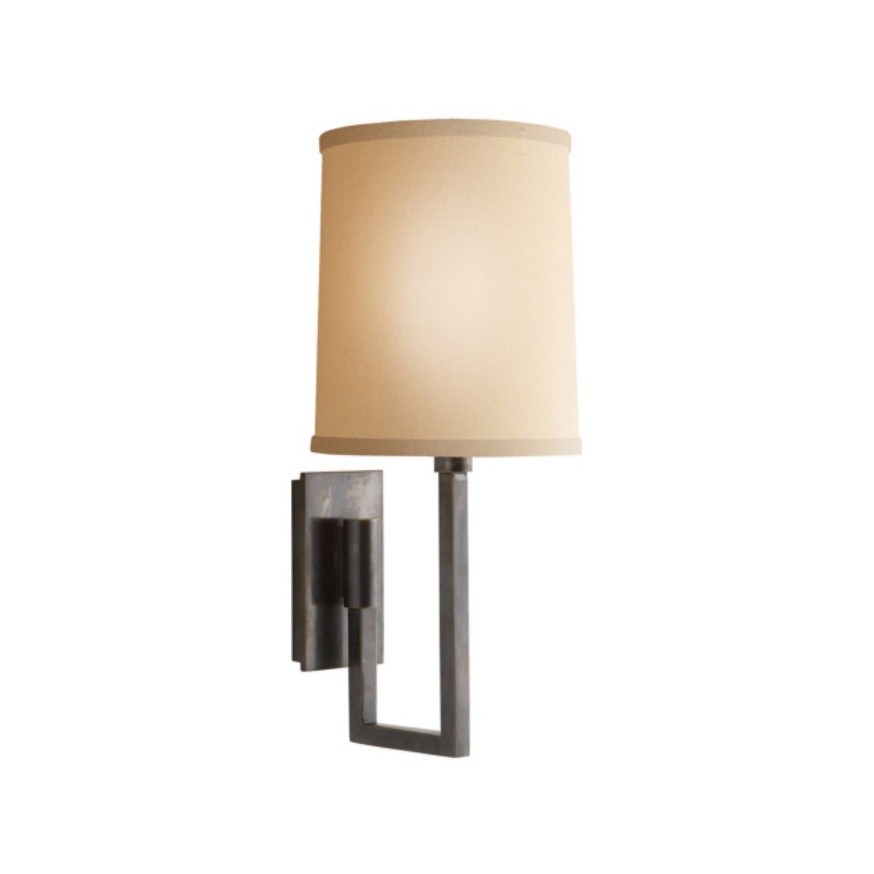 Barbara Barry Aspect Library Sconce in Bronze with Ivory Linen Shade W