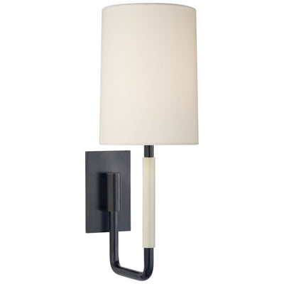 Barbara Barry Clout Small Sconce in Bronze with Linen Shade Wall Light