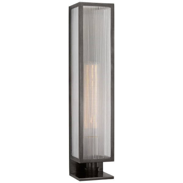 Barbara Barry York 24" Single Box Sconce in Bronze with Clear Ribbed G