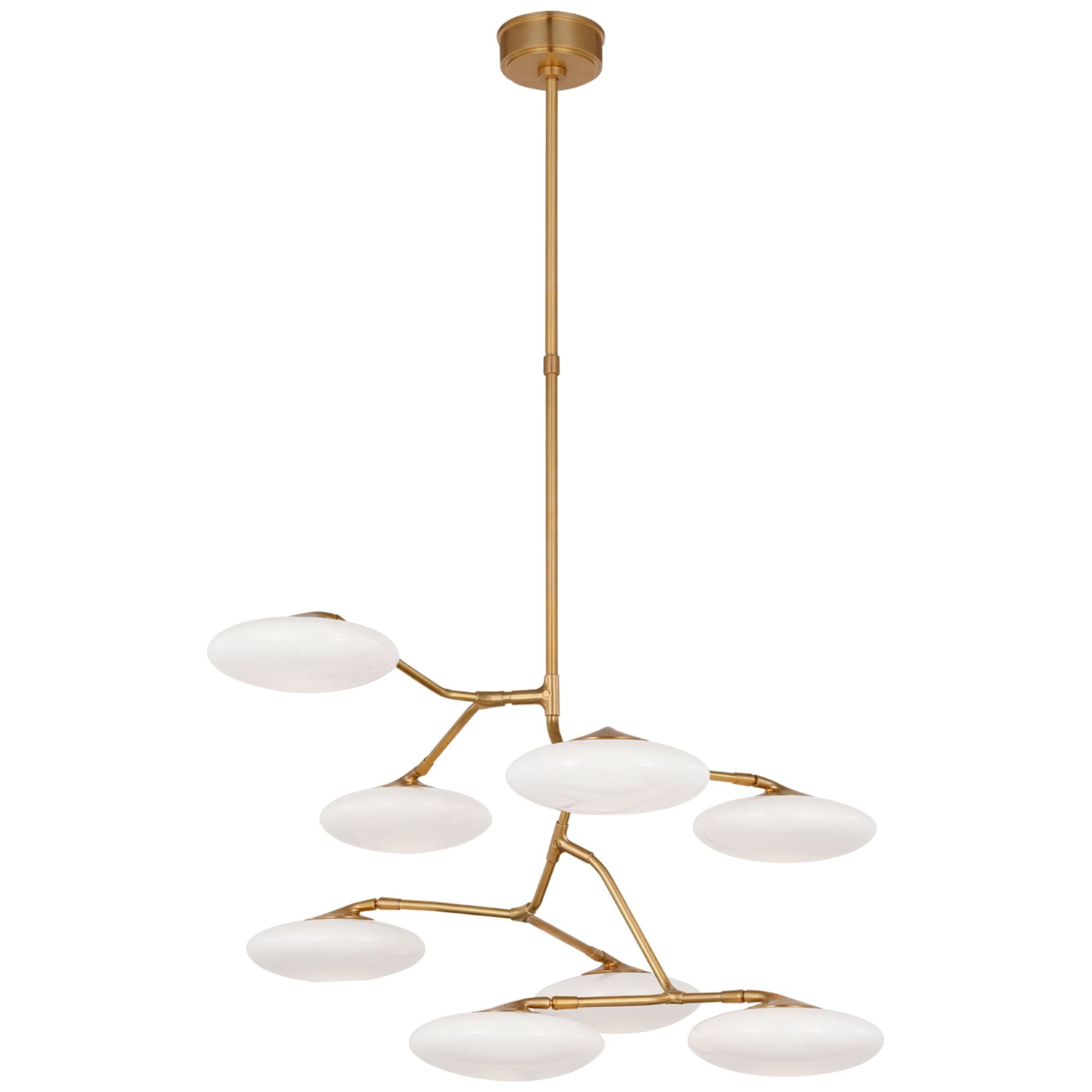 Champalimaud Brindille XL Entry Chandelier in Soft Brass with White Gl