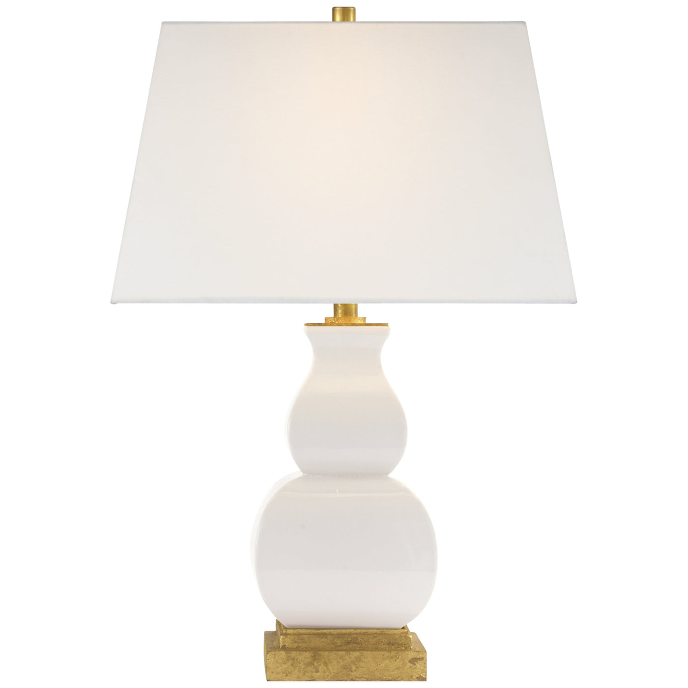 Chapman & Myers Fang Gourd Table Lamp in Ivory Crackle with Linen Shad