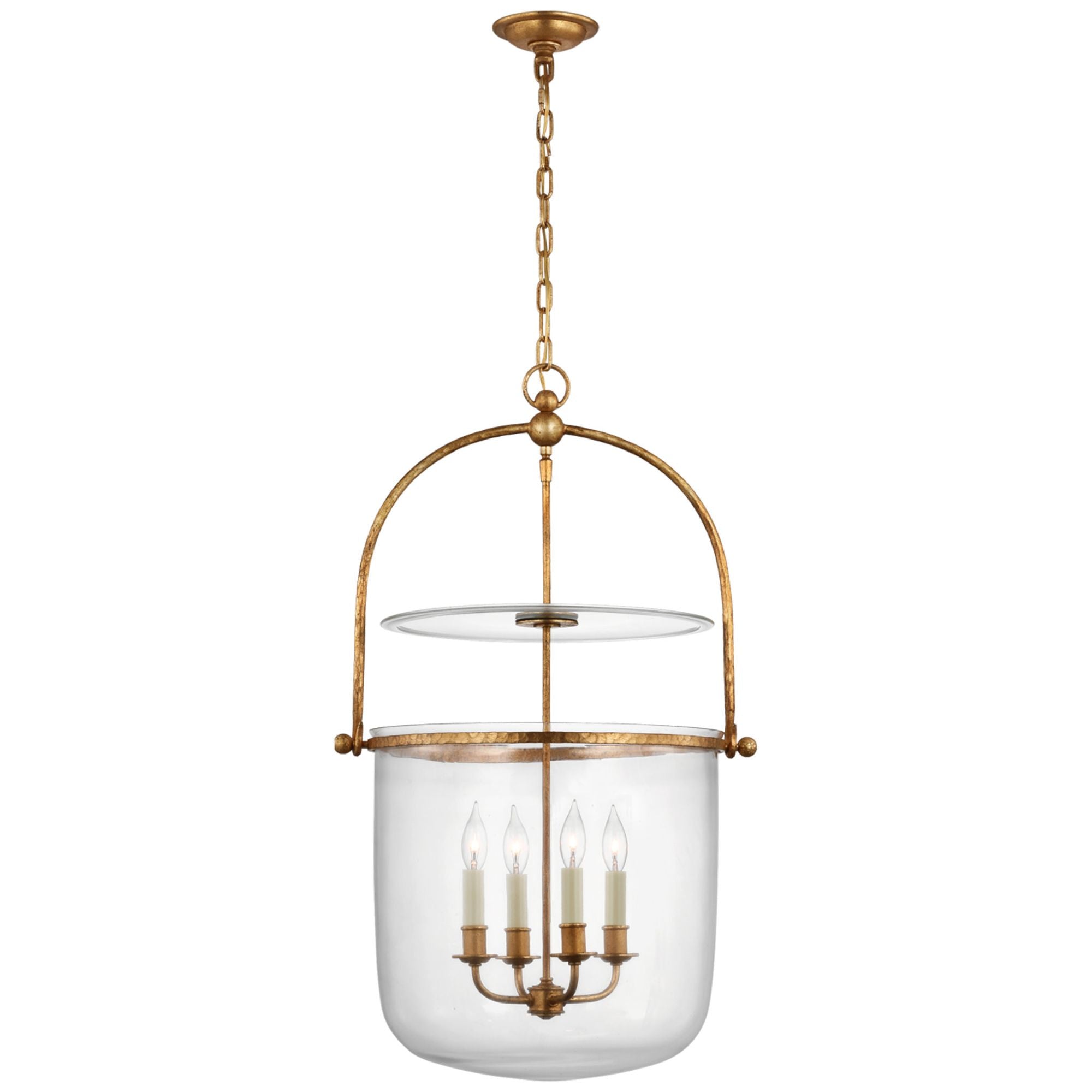 Chapman & Myers Lorford Smoke Bell Lantern in Gilded Iron with Clear G