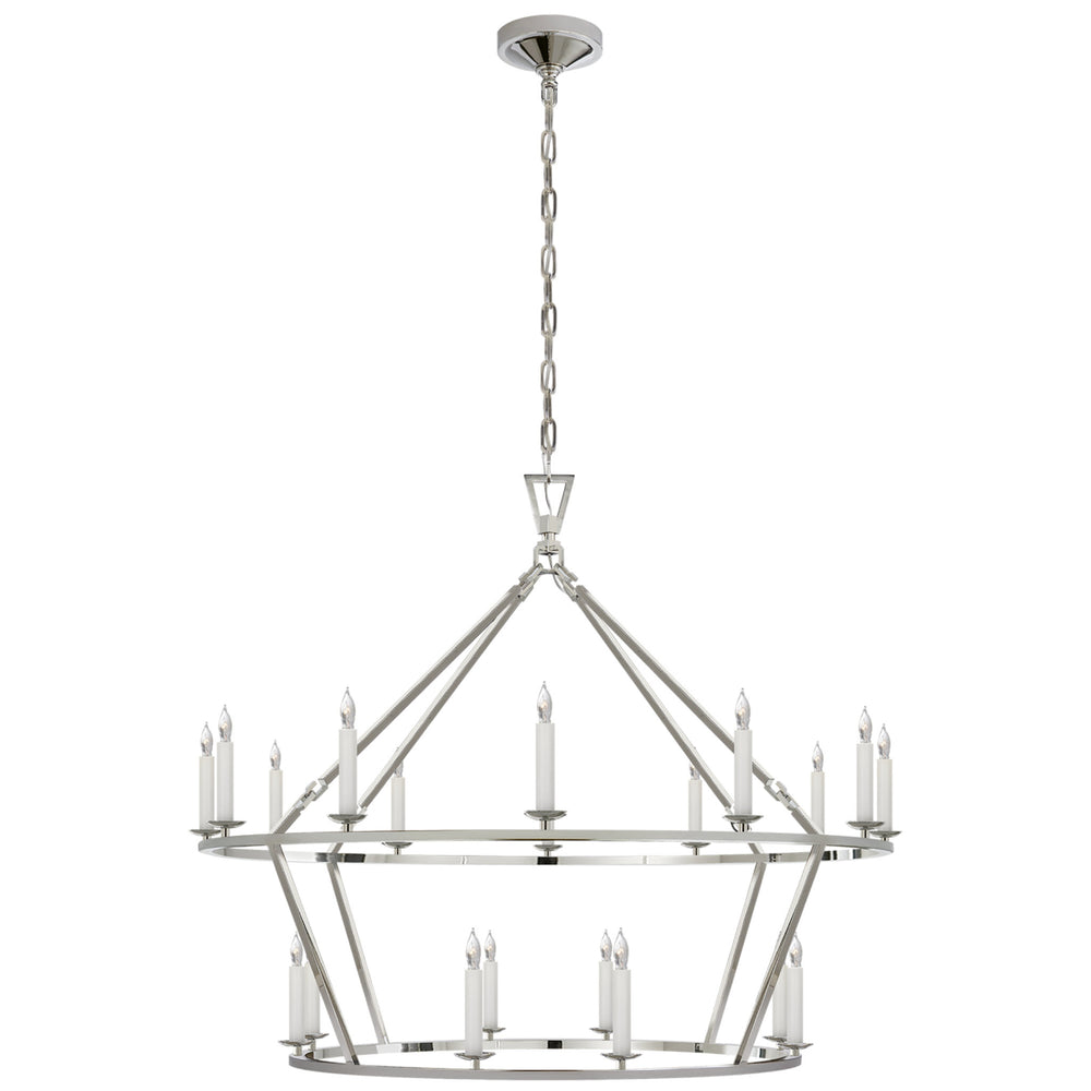 Chapman & Myers Darlana Large Two-Tiered Ring Chandelier in Polished N