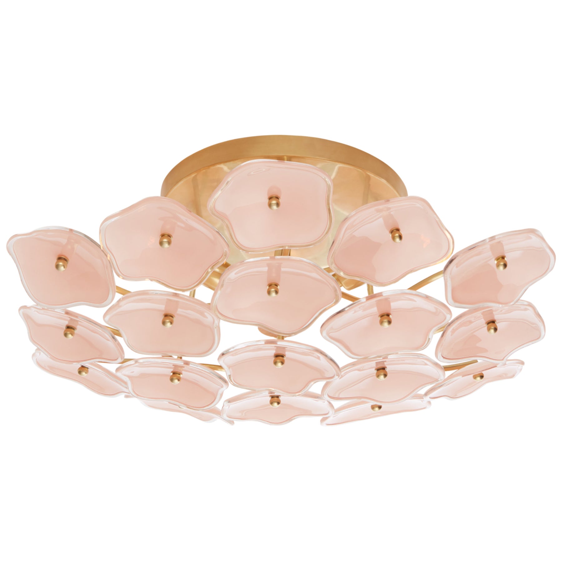 kate spade new york Leighton Medium Flush Mount in Soft Brass with Blu