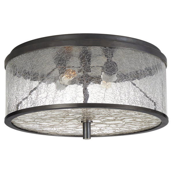 Kelly Wearstler Liaison Medium Flush Mount in Bronze with Crackle Glas
