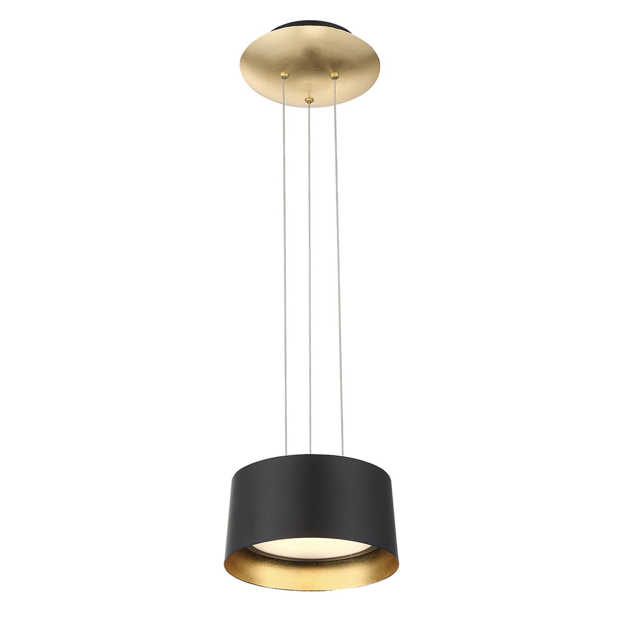 Marimba 8in LED Pendant 3000K in Black with Gold Leaf